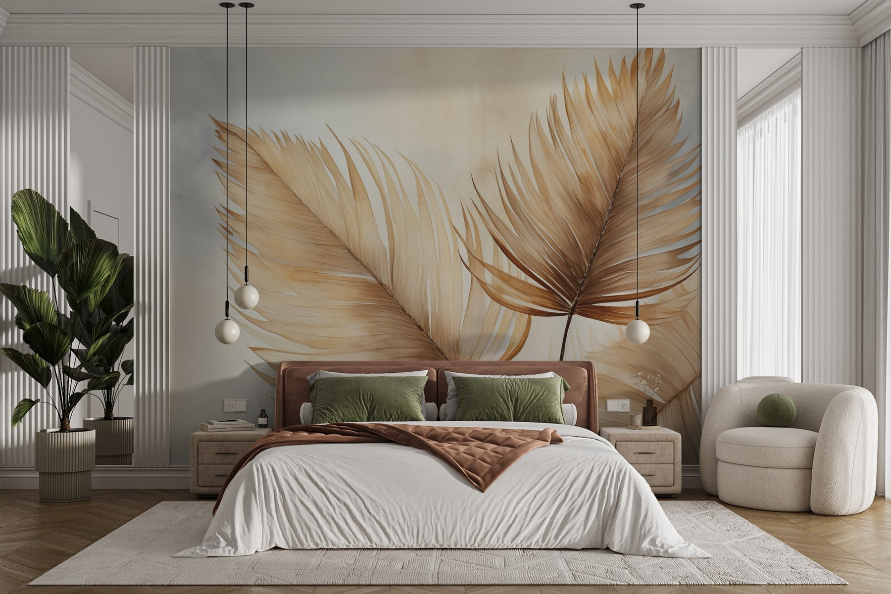 Сomprar Papel tapiz Acuarela seca imitación hoja tropical № w02438 a ...